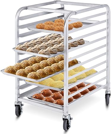 Amazon.com: ReunionG 10 Tier Bun Pan Rack, Bakery Rack with 2 Lockable ...