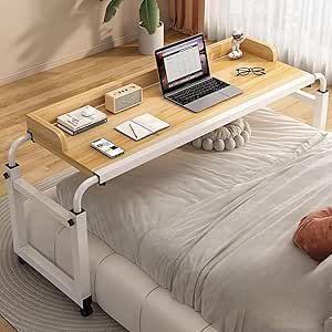 Amazon.com: Adjustable Overbed Table, Over The Bed Table with Wheels ...