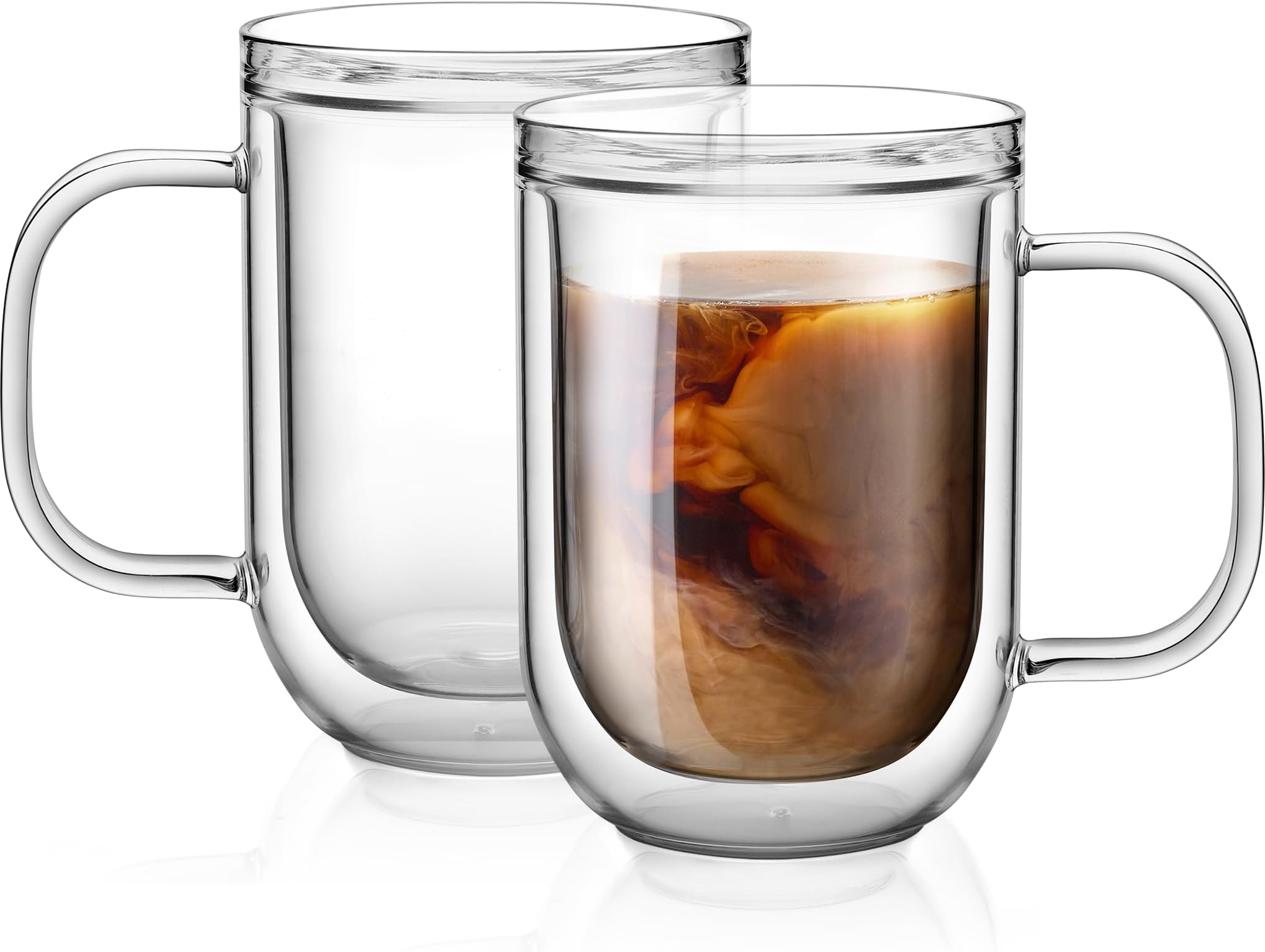 Amazon.com | XiRiDa 12oz Glass Coffee Mugs Set of 4,Classic Vertical ...