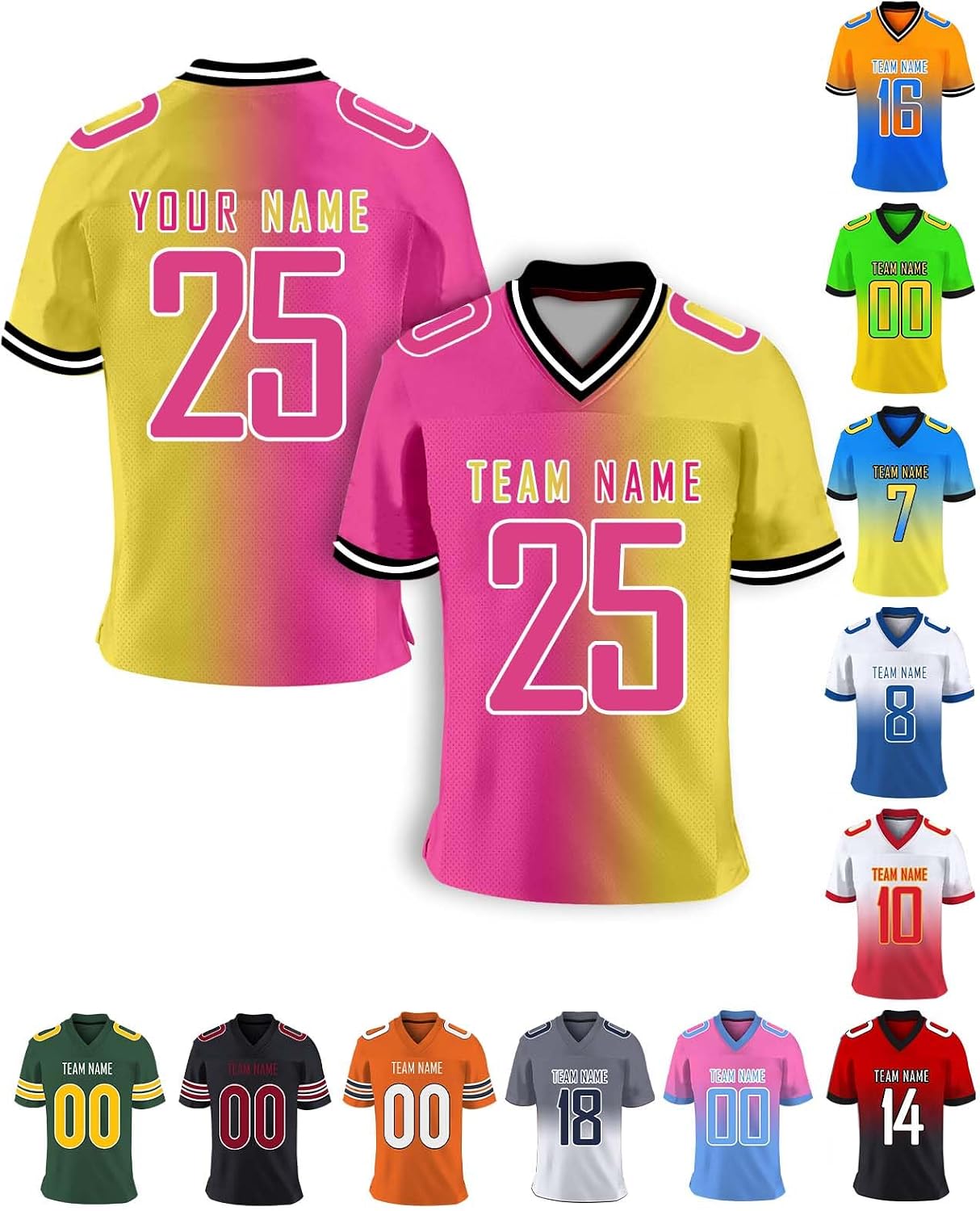 Custom Football Jersey Personalized Team Name Number Practice Jerseys ...