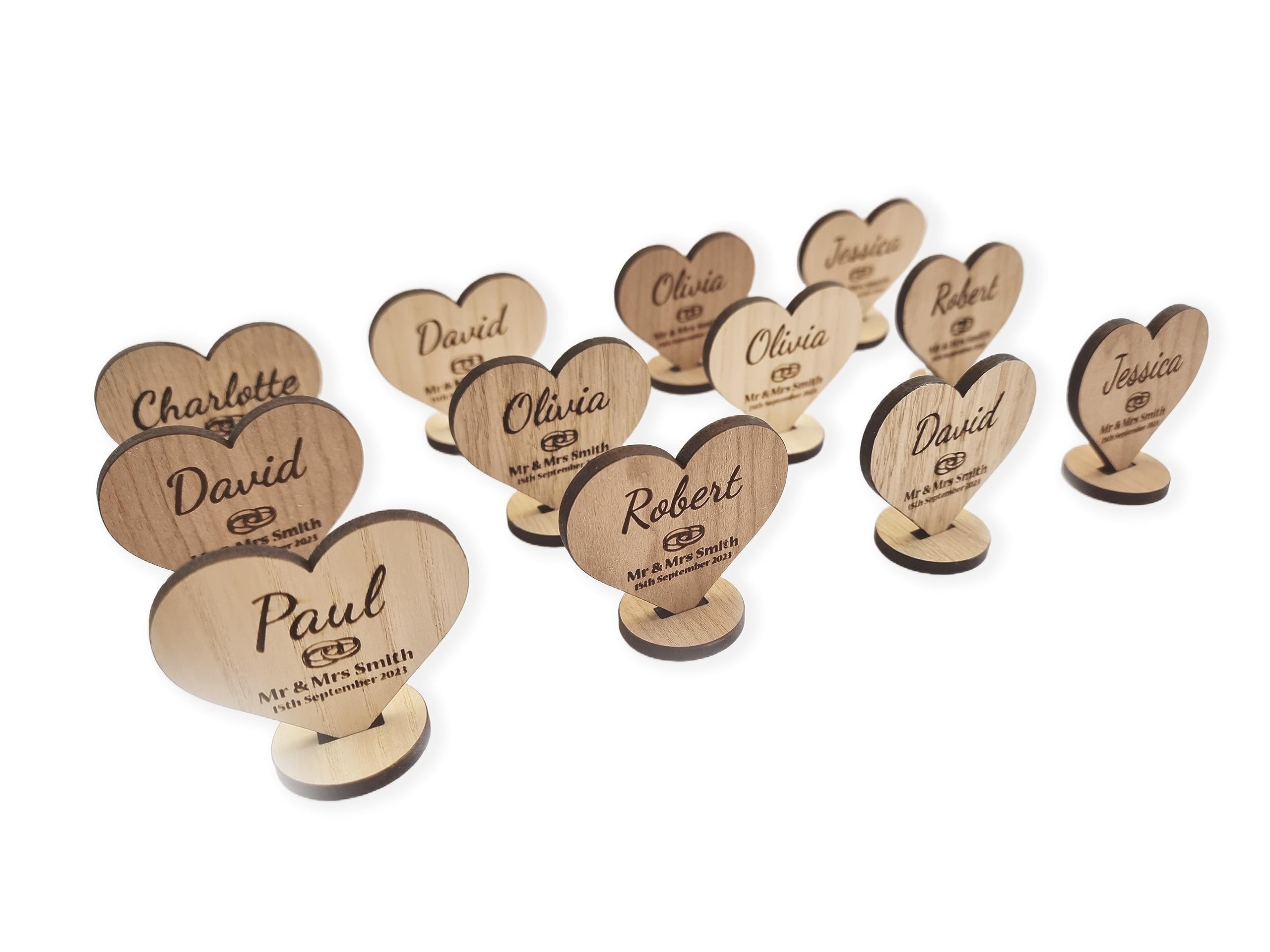 Personalised Wooden Wedding Place Names, Heart Shaped Place Names ...