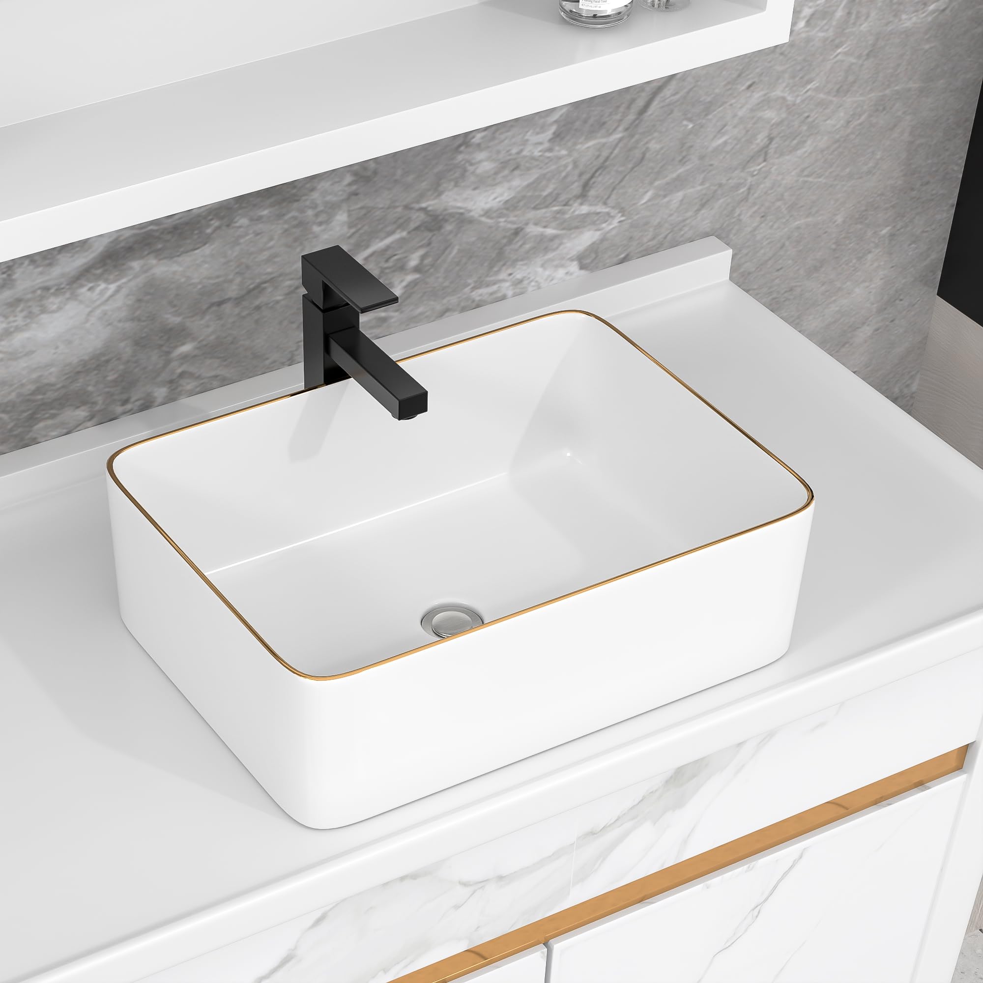 Vessel Sink Rectangular - Fulorni 19"x15" Bathroom Vessel Sink ...