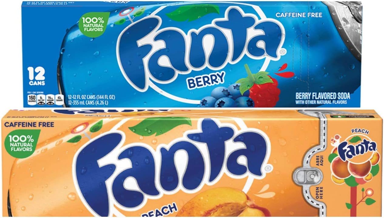 Fanta Berry and Peach Flavoured Soft Drink 355ml (12 Cans Each ...