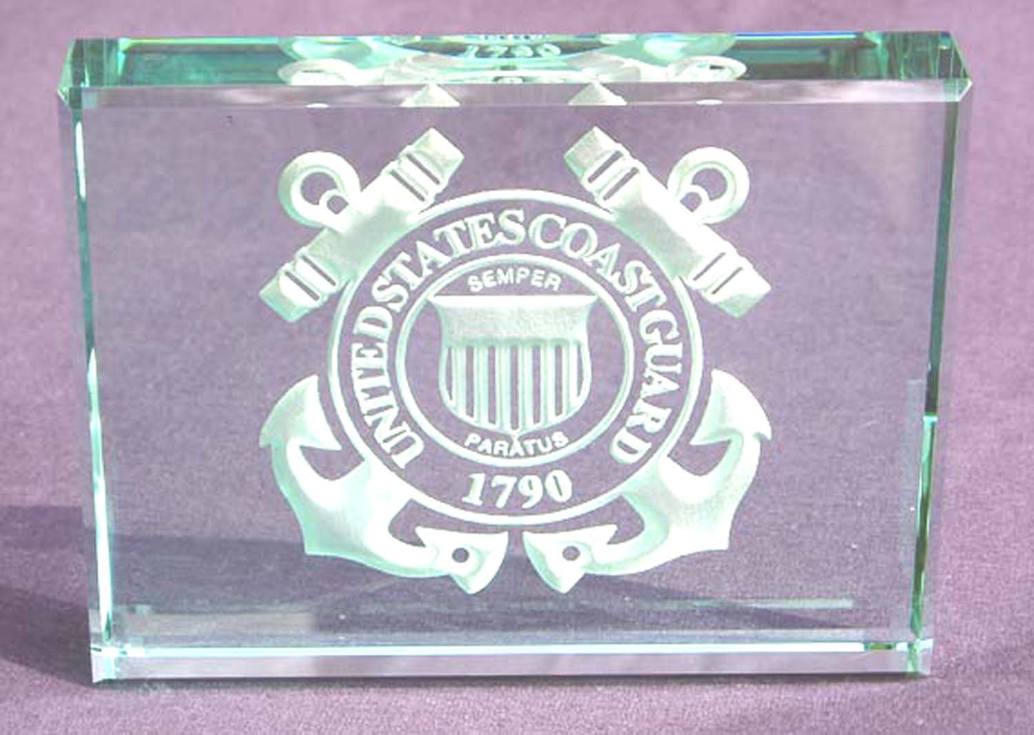 Amazon.com: U.S. Coast Guard: Hand Carved Etched Glass Paperweight ...