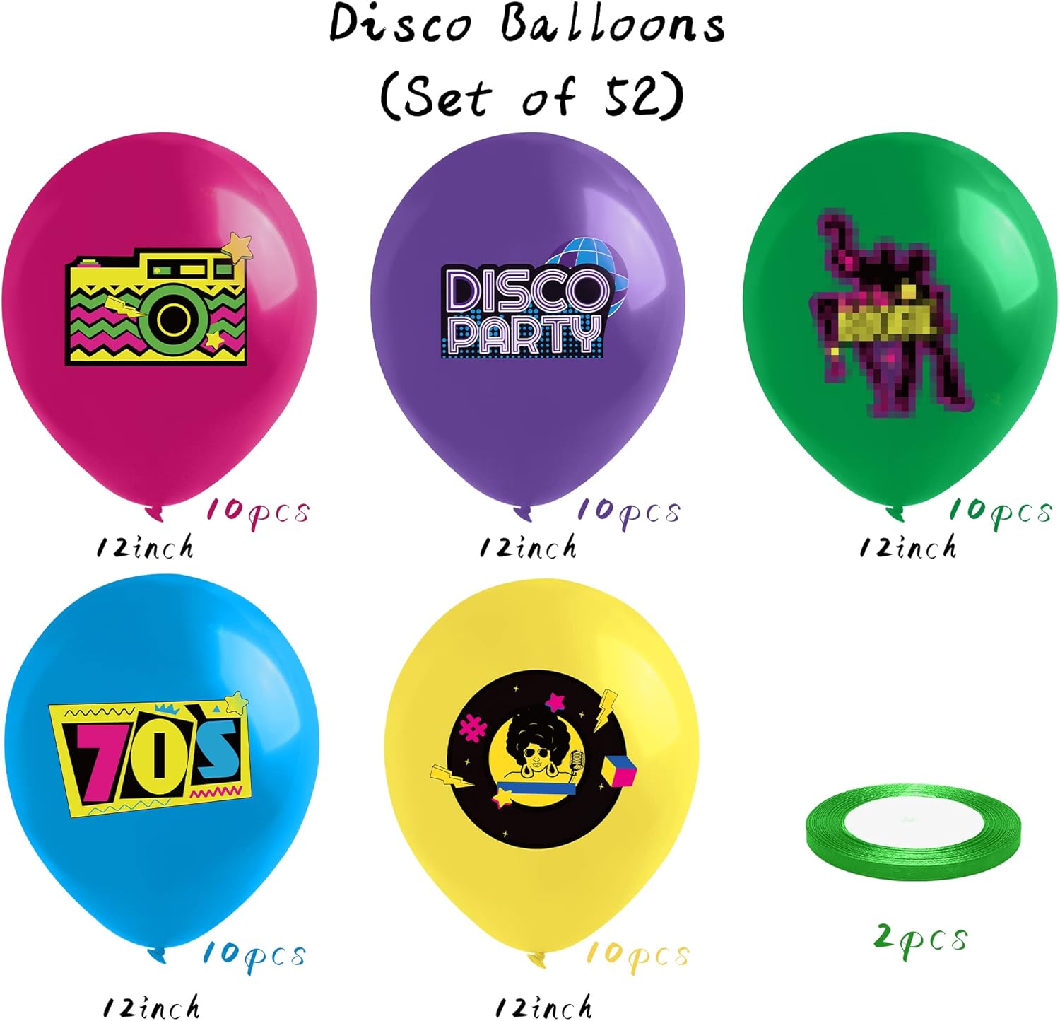 Buy 52Pcs Back to 70s Party Balloons Decorations Let’s Go Disco Party ...