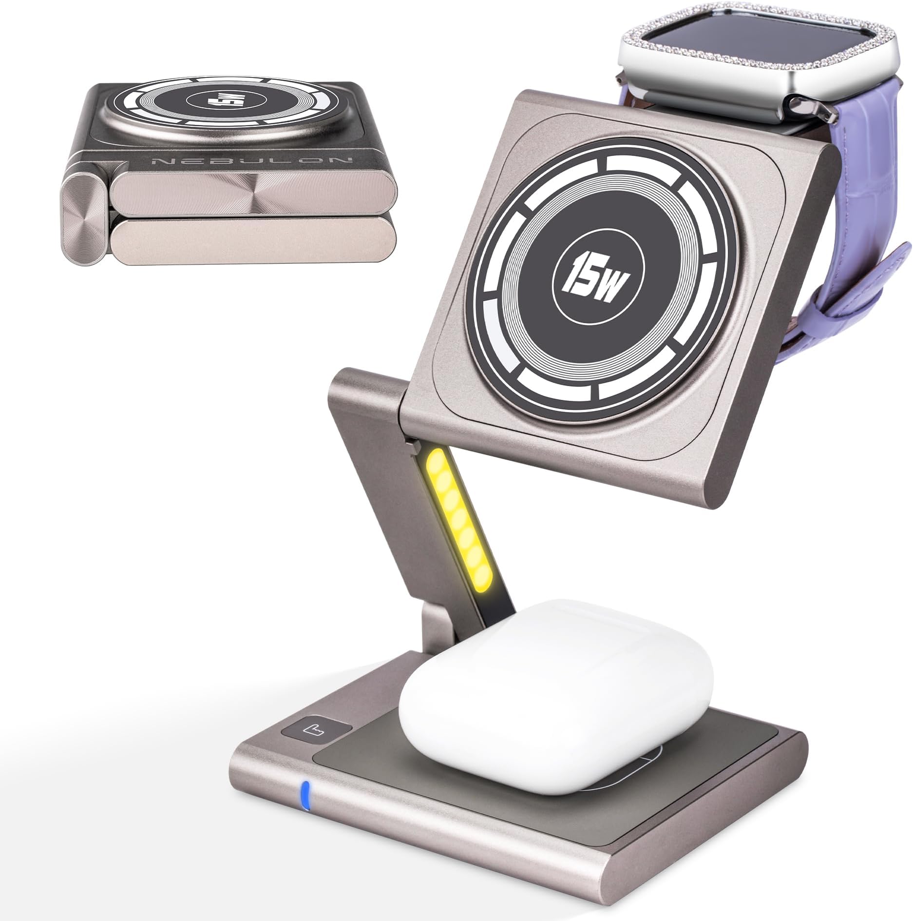 Amazon.com: Fast Wireless Charging Station, Foldable for Travel w/Light ...