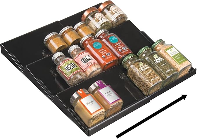 Amazon.com: mDesign Expandable Plastic Deluxe Spice Rack, Drawer ...