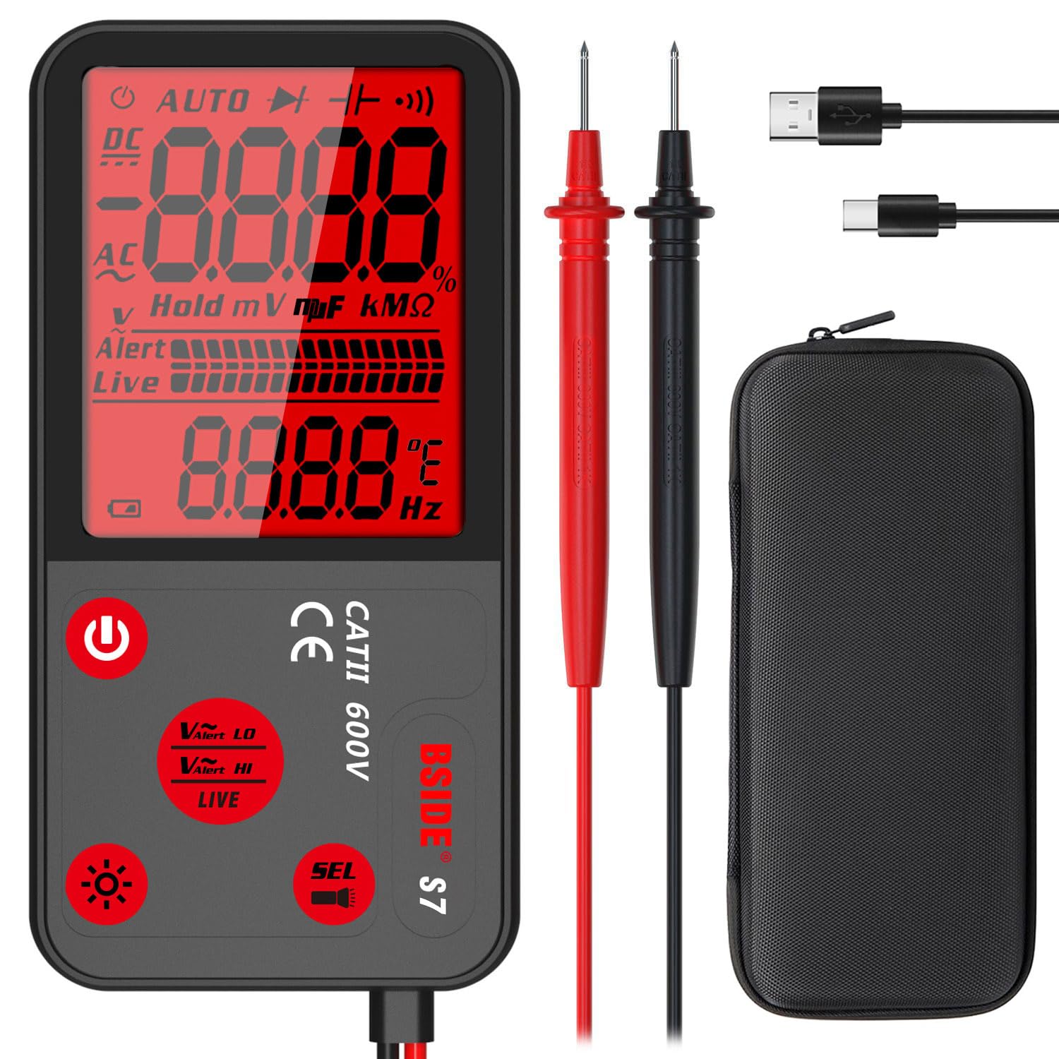 BSIDE Rechargeable Digital Multimeter Tester Pocket Smart Electrical ...
