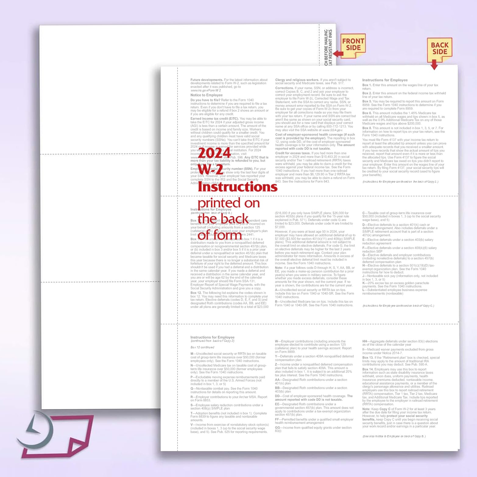 Formulaire W2 Vierge 2024 Amazon.com : NextDayLabels 2024 3 Up W 2