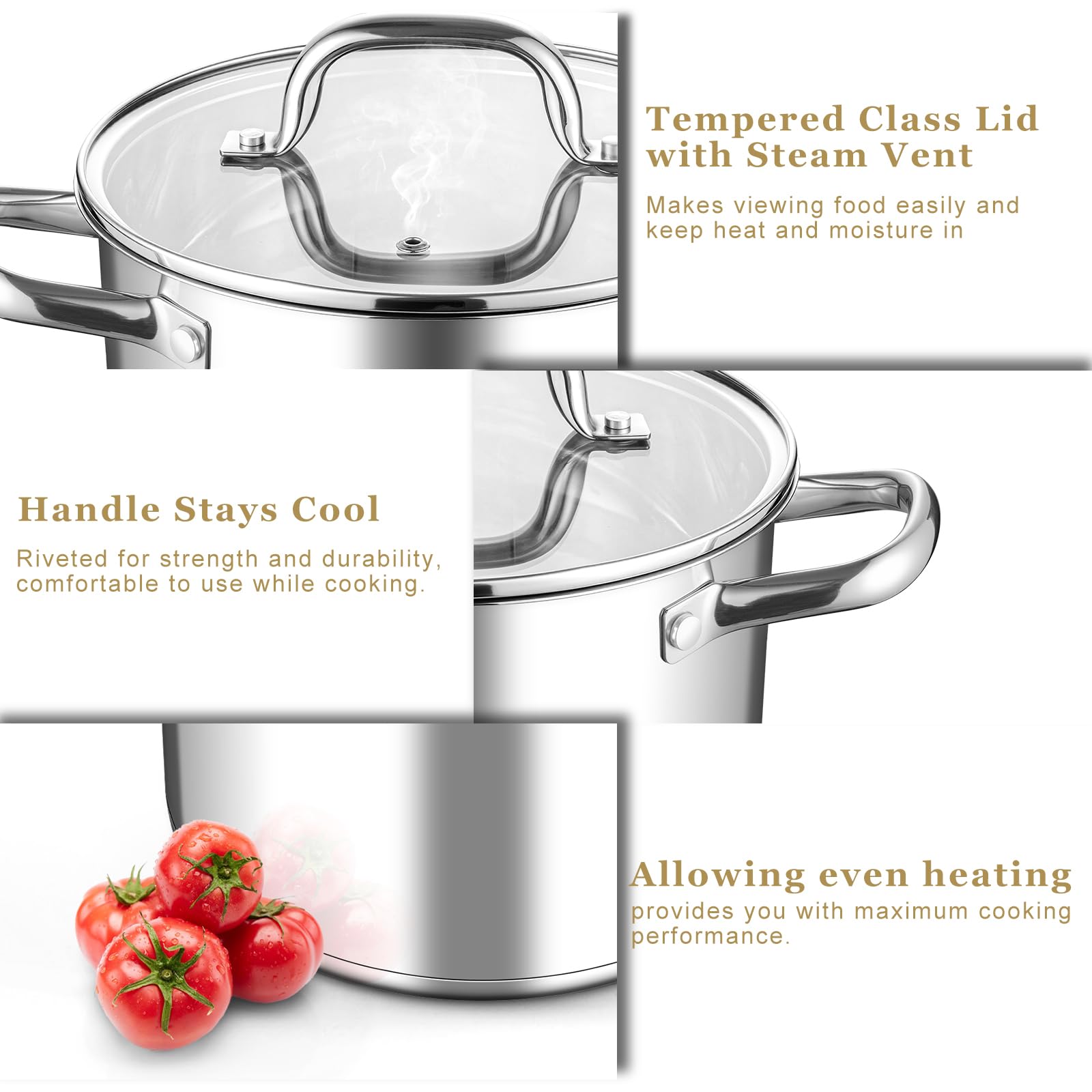 Soup And Pasta Pot Beviss 4-Quart Stainless Steel Stock Pot With Lid ...