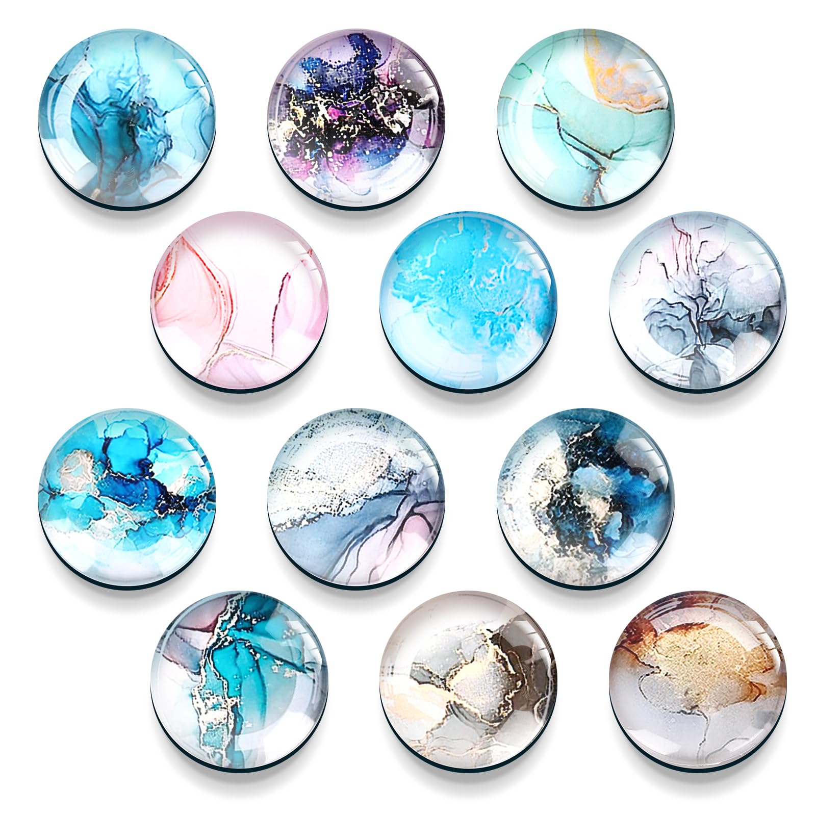 Snapklik.com : 12Pcs Glass Magnets Fridge Magnets, Crystal Marbling ...