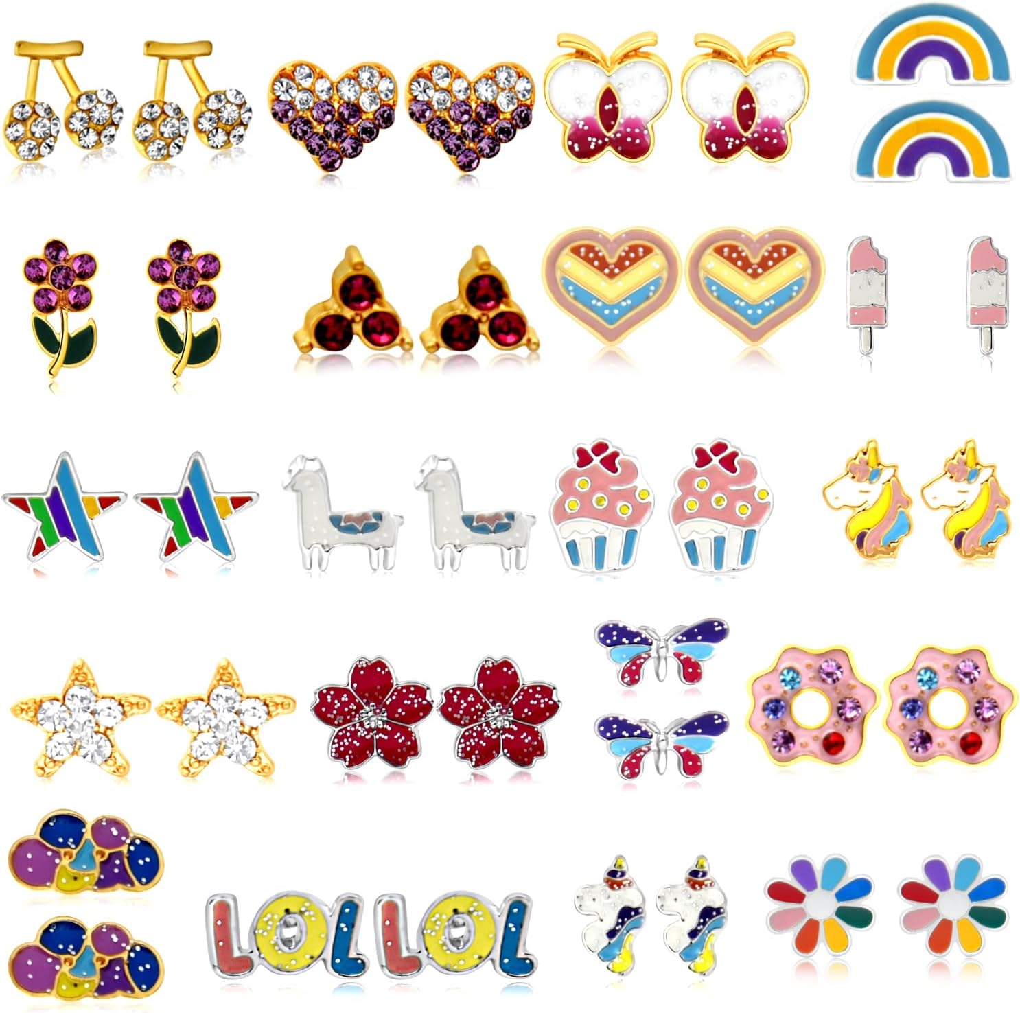 Amazon.com: Sparkle N'Glitz 20 PACK STUD EARRING SET | Hypoallergenic ...