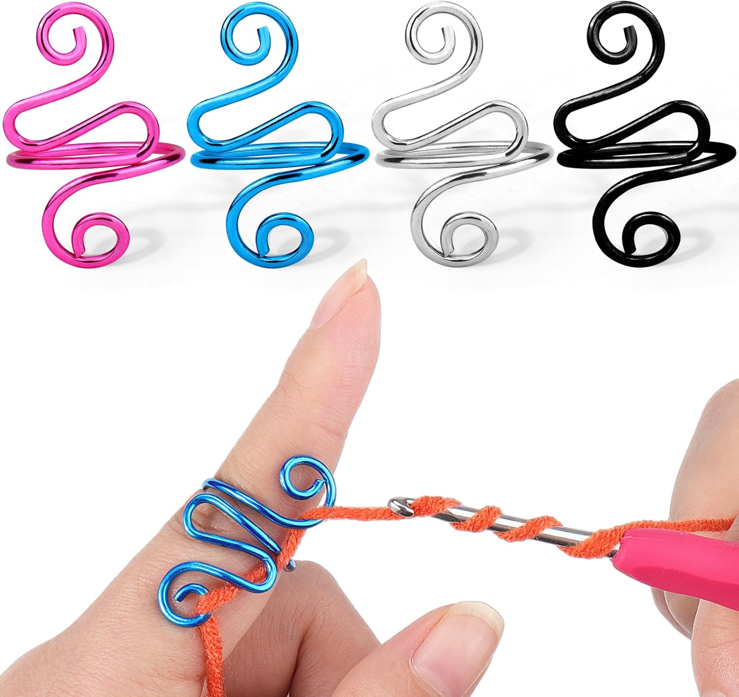 Amazon.com: XANGNIER Adjustable Crochet Ring for Finger,Crochet Yarn ...