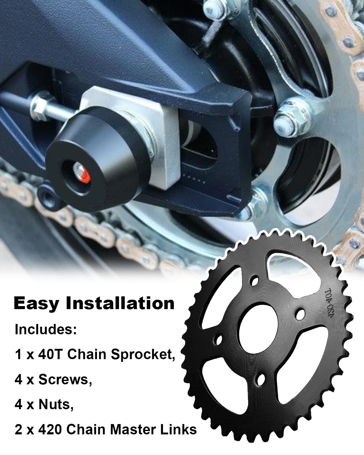 Mini Bike Chain 40T Sprocket 40mm Bore 40/41/420 Chain Mini Bike Rear ...