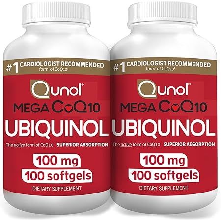 Amazon.com: Qunol Mega Ubiquinol CoQ10 100mg, Superior Absorption, Patented Water and Fat ...
