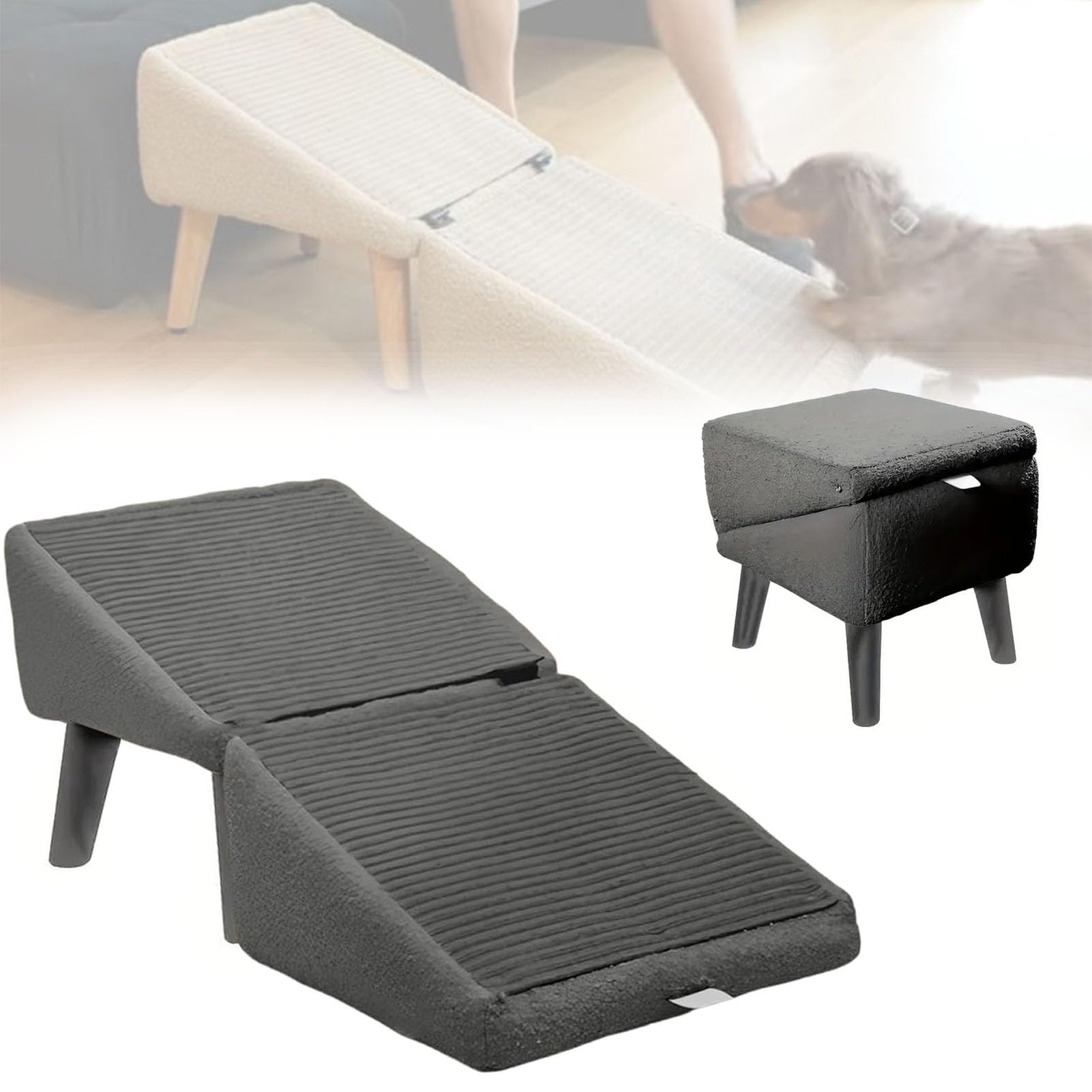 Foldable Dog Ramp Dual-Purpose Split Ottoman Dog Ramp & Stairs ...