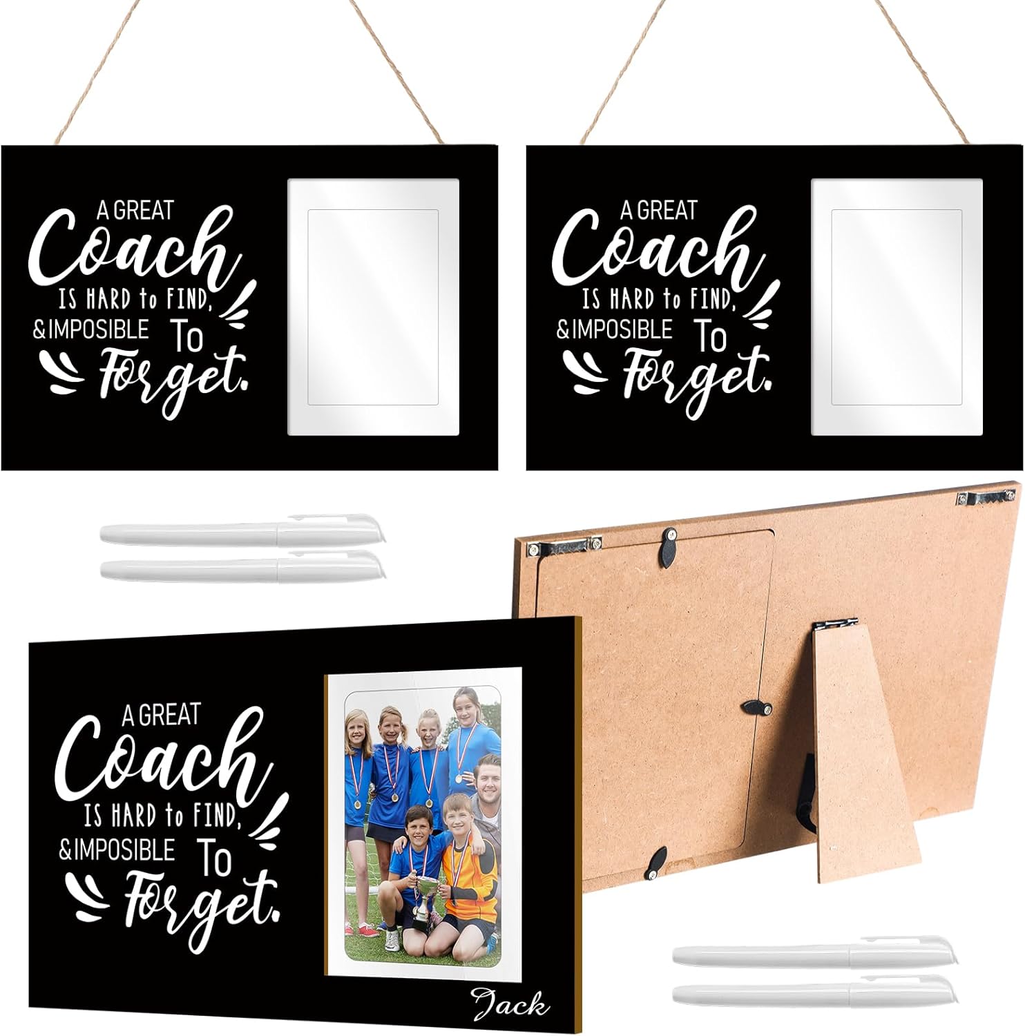 Amazon.com: Kigley 4 Sets Coach Gifts 4 Pcs Thanks Coach Wood Photo ...