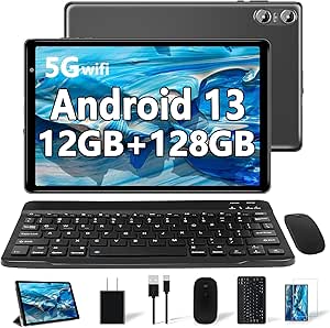 10,1 polegadas Tablet com Caso, Teclado e Mouse, Android 13 Tablet ...