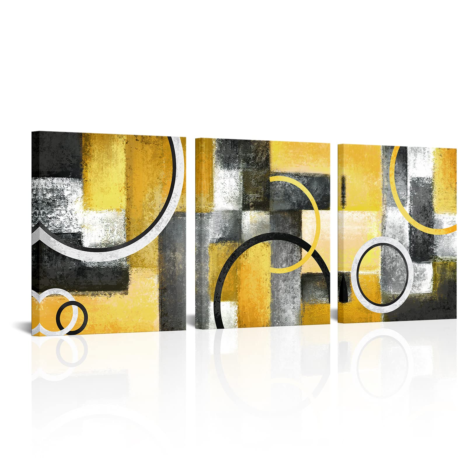Amazon.com: Visual Art Decor Yellow and Grey Abstract Geometric Circle ...