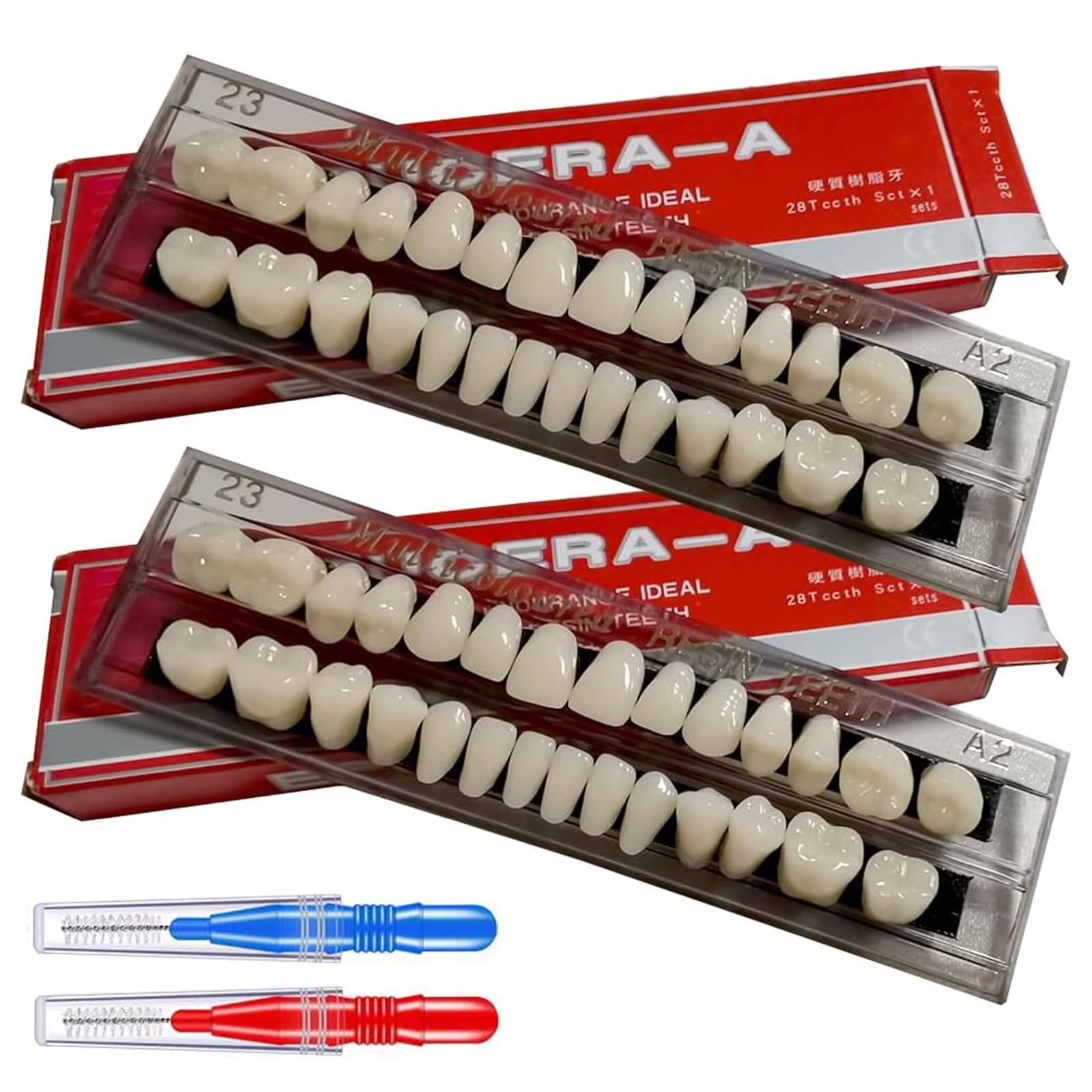 56 Pcs False Teeth Acrylic Resin Denture Teeth, 2 Set Whole Teeth ...