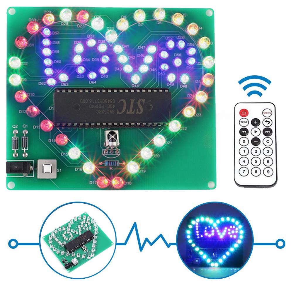Isicstation Heart Love Led Light Soldering Practice Remote Control Diy ...