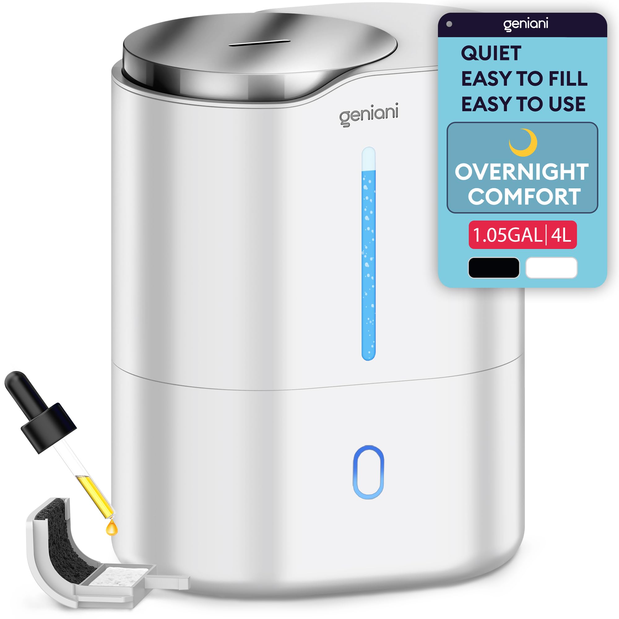 Amazon.com: GENIANI Ultrasonic Cool Mist Humidifier for Bedroom, Large ...