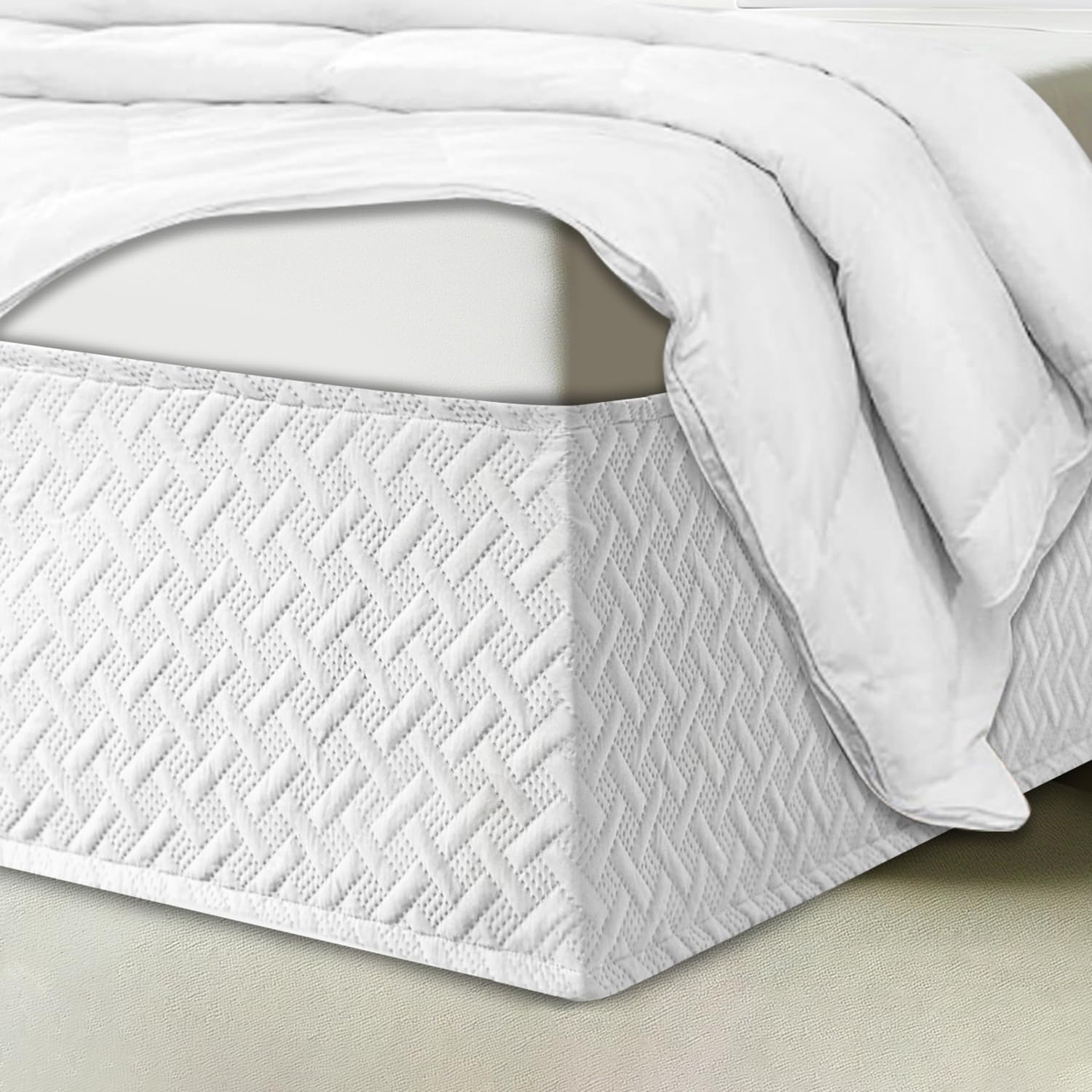 Amazon.com: Box Spring Cover Queen Size with 16-Inch Drop-Easy Fit Wrap ...