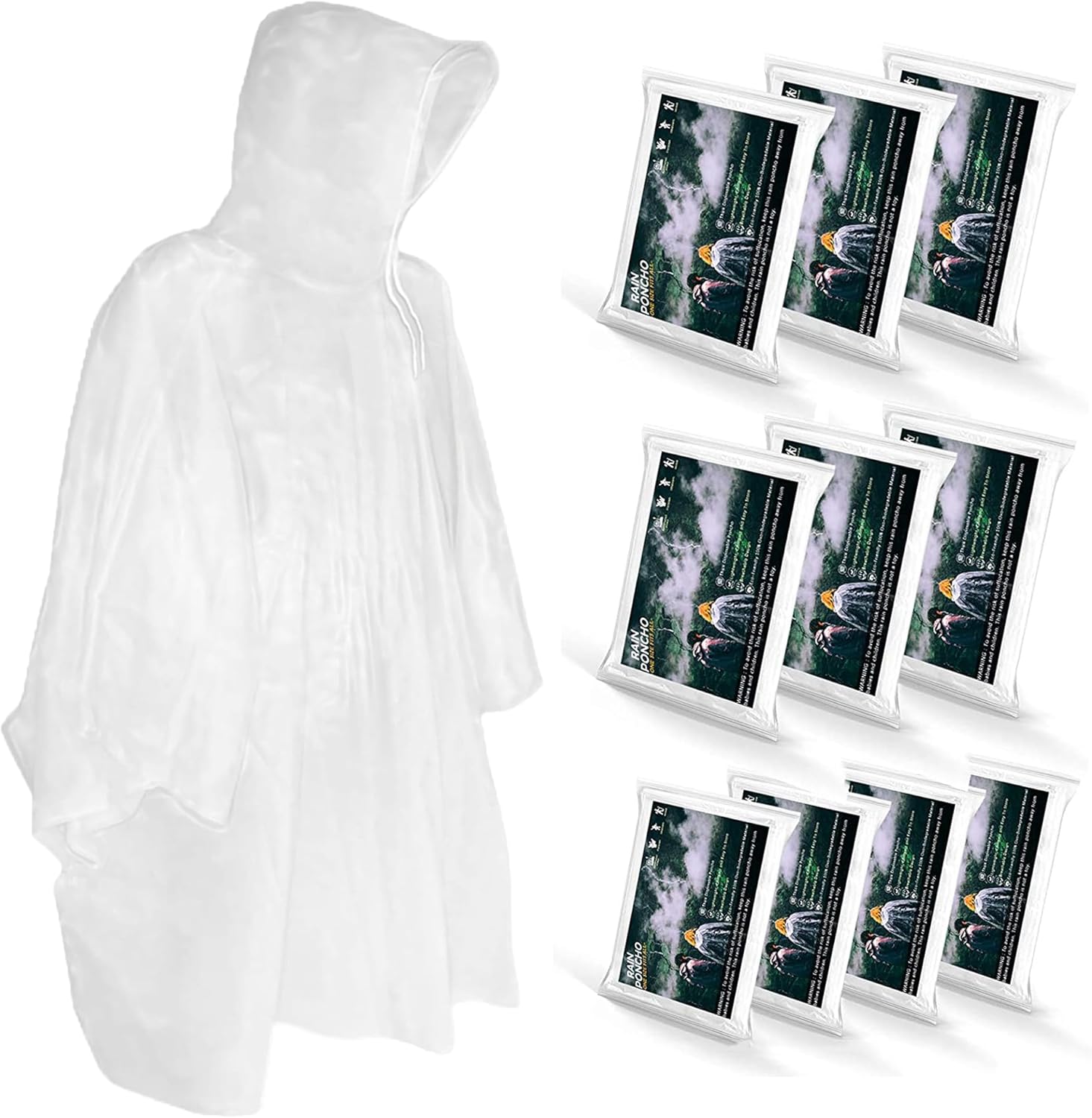 Amazon.com: HouSou Disposable Rain Ponchos for Adult, 10 Pack Rain ...