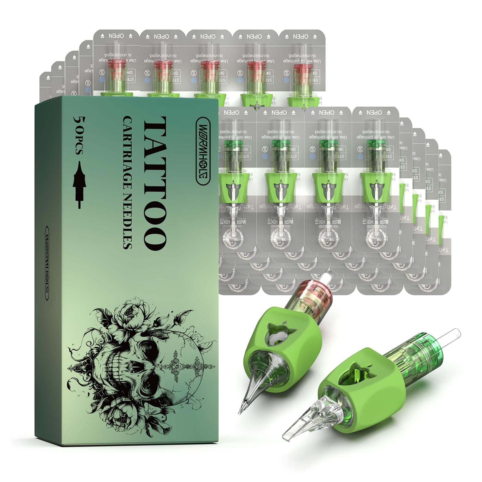 Amazon.com: Wormhole Tattoo Cartridge Needles, 50pcs Mixed Disposable ...