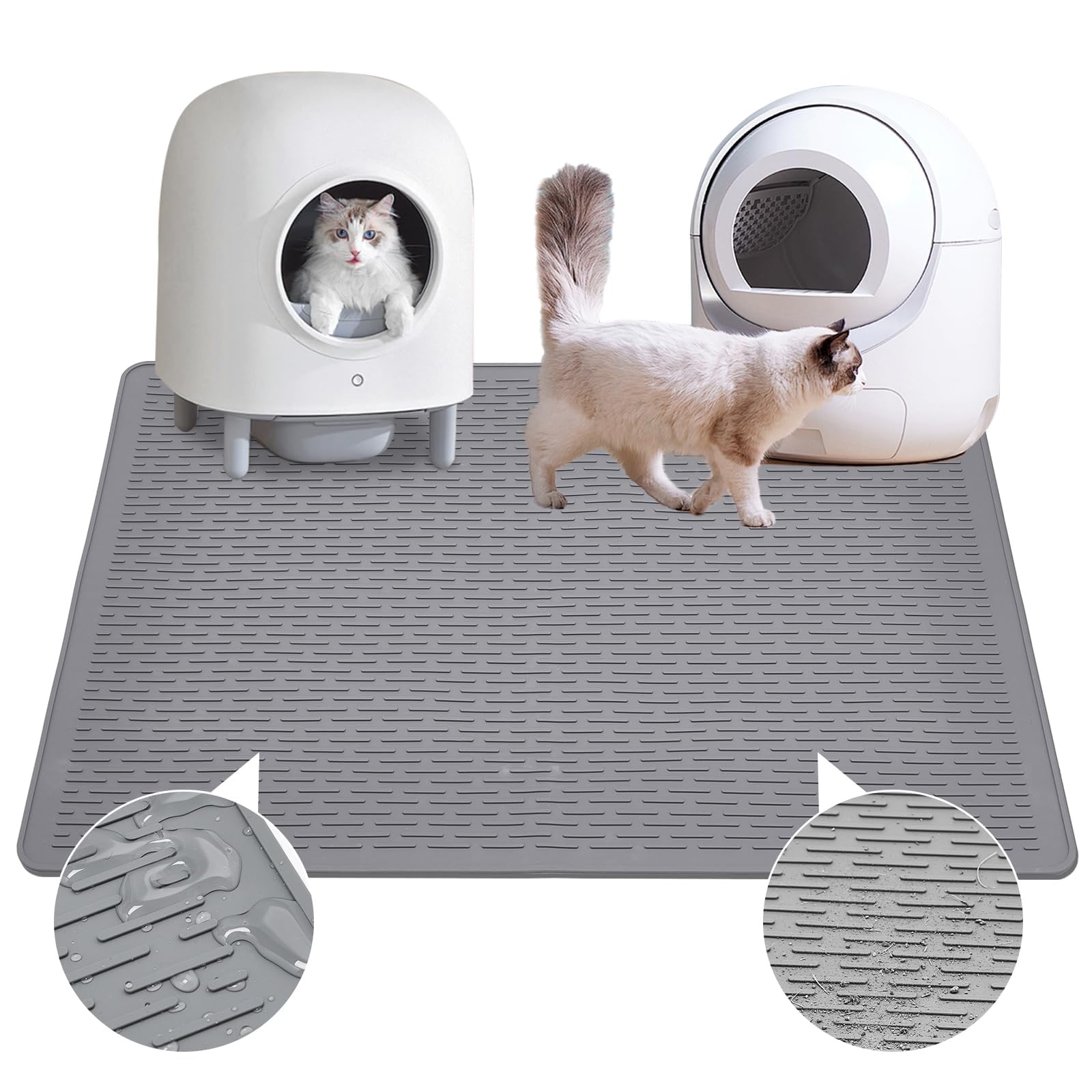 Cat Litter Mat 34x22in Litter Mat With Raised Edges Waterproof ...