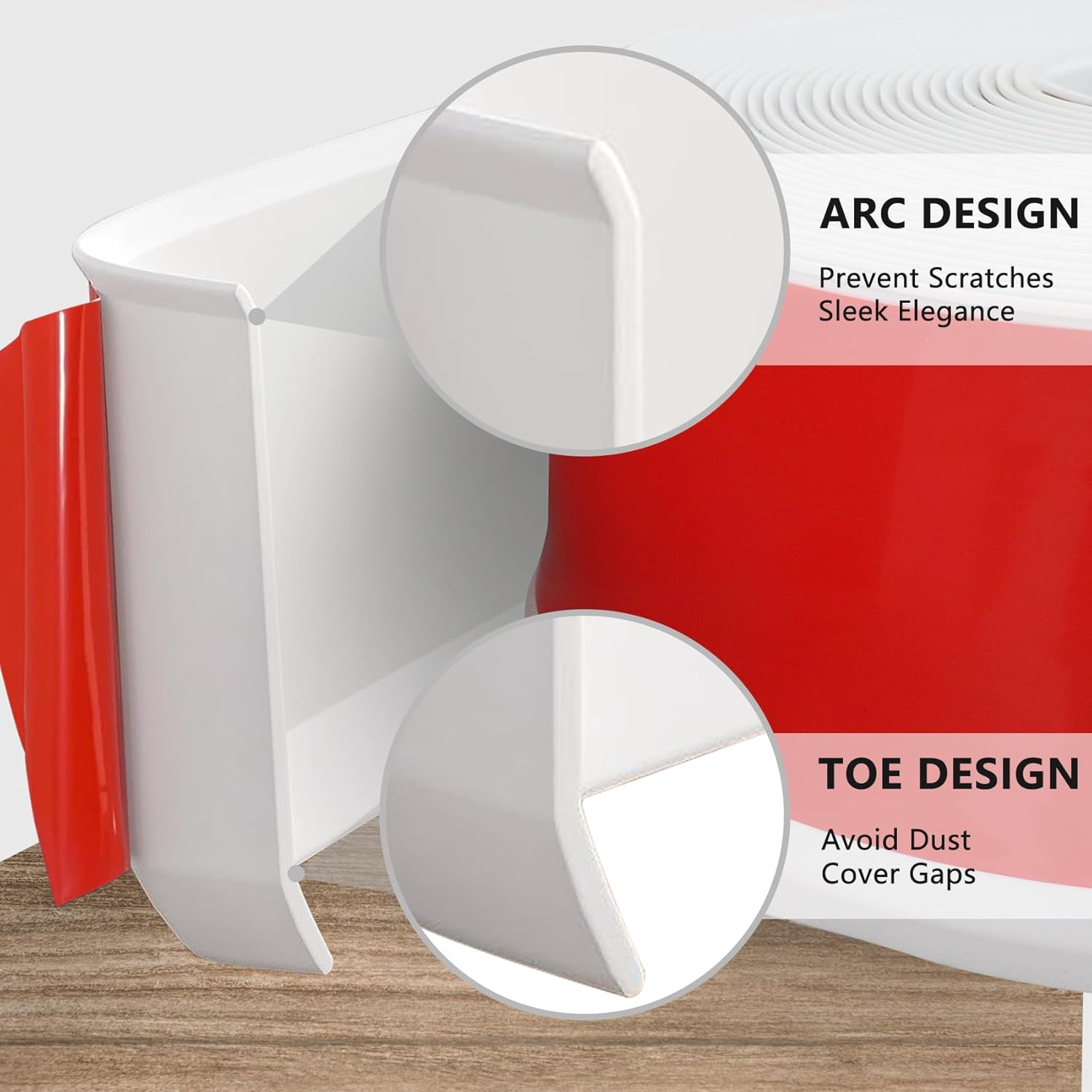 STICKGOO Moldura para zócalo, 4 pulgadas x 40 pies de goma autoadhesiva ...