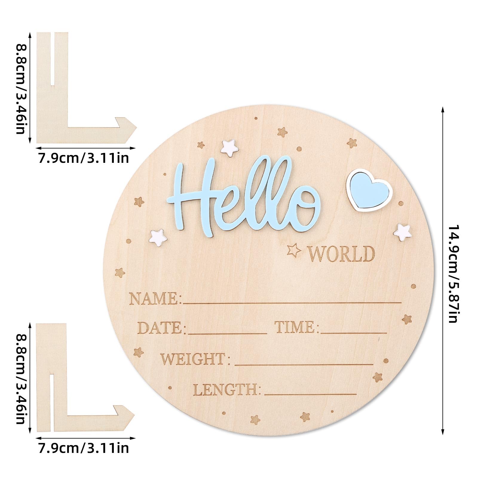 Snapklik.com : Baby Announcement Sign, Wooden Hello World Newborn Sign ...