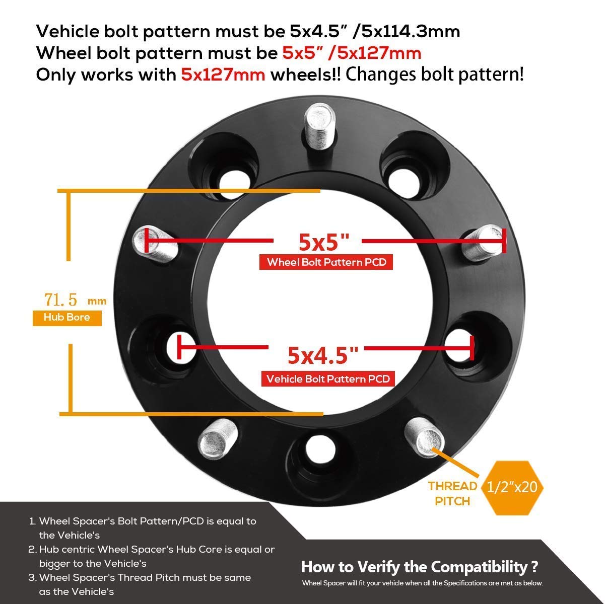 5x45 To 5x5 Wheel Adapters