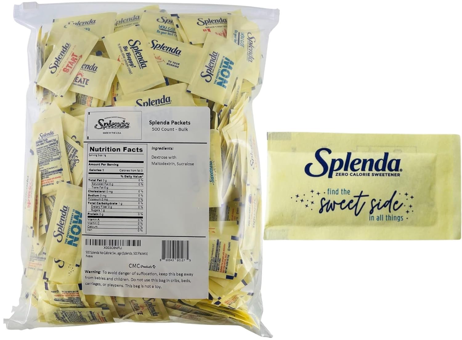 Amazon.com: 500 Splenda No-Calorie Sweetener Packets in a Slide Seal ...