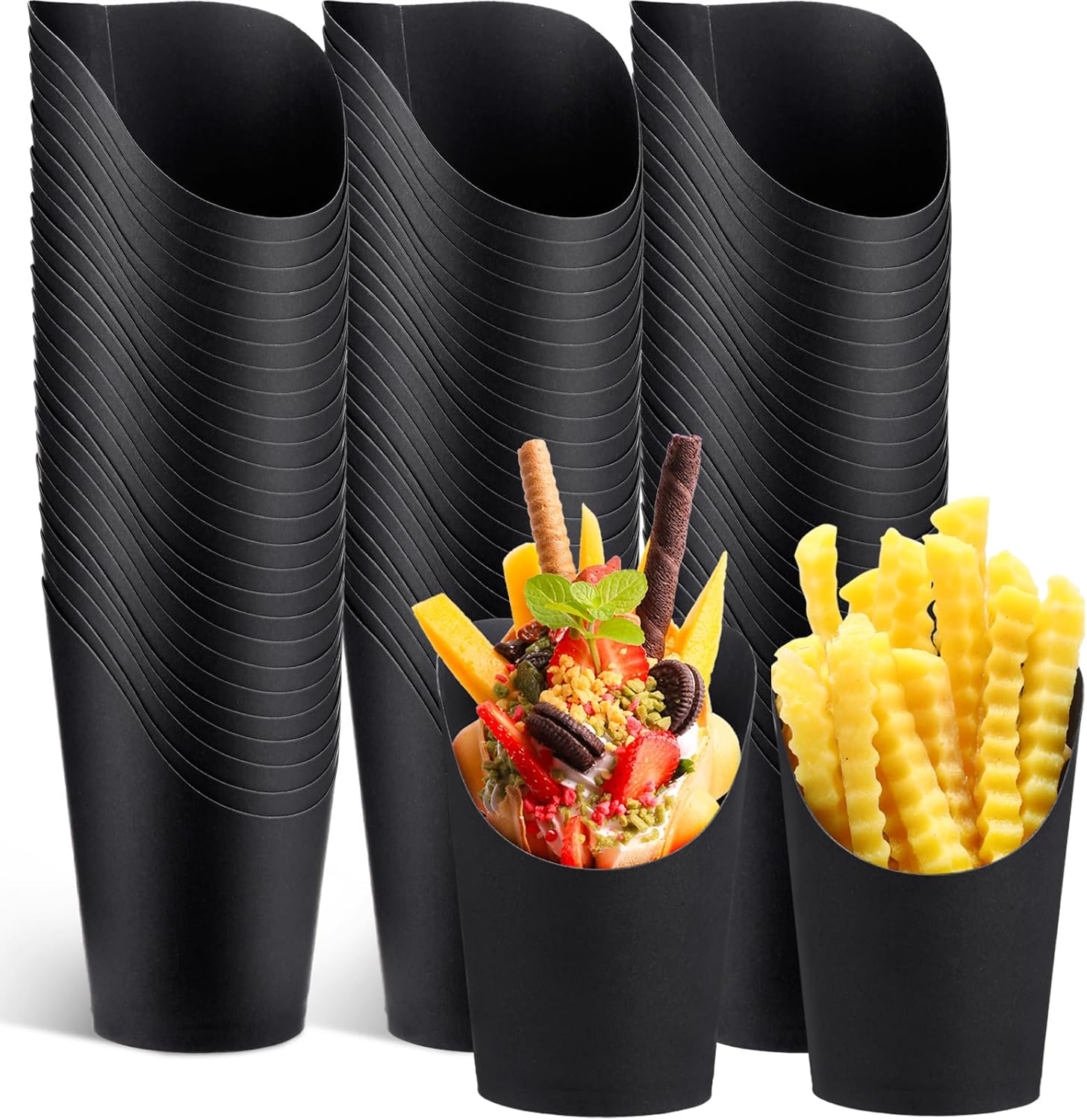 Amazon.com: Ziliny 200 Pcs 14 oz Black French Fry Cups Disposable ...