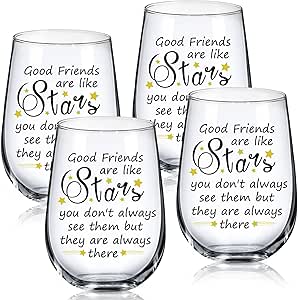 Amazon.com | Suttmin 4 Pack 17oz Friendship Wine Glasses Friendsgiving ...