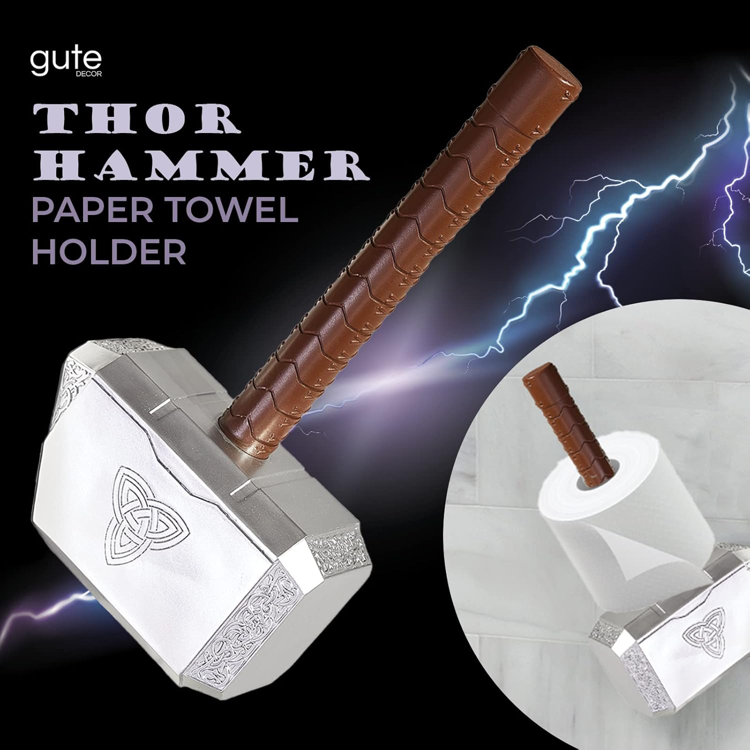 Thor's Hammer Mjolnir Toilet Paper Roll Holder Gag, Stocking Stuffer ...