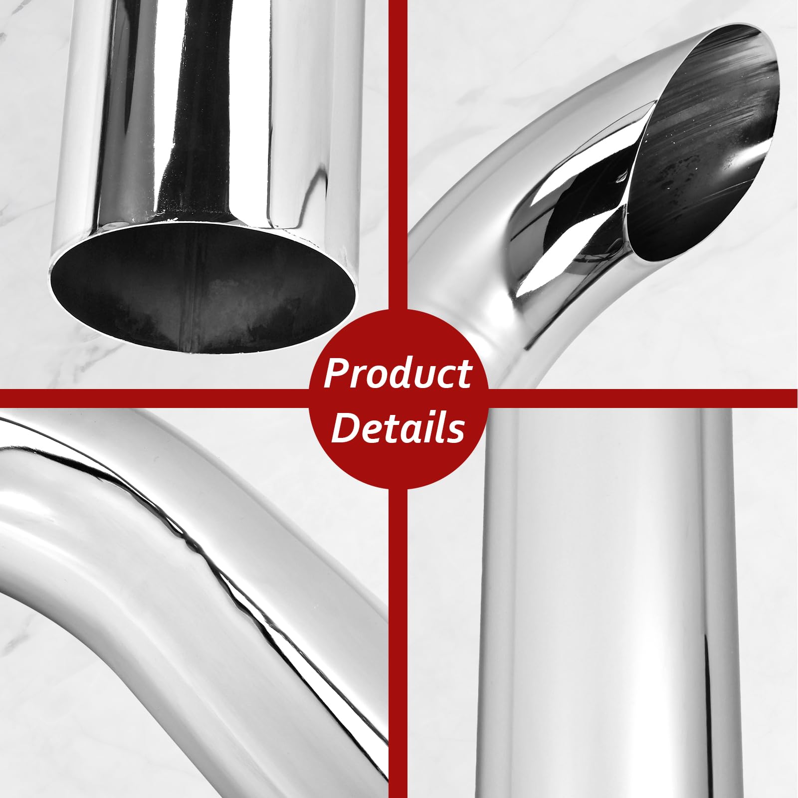 Snapklik.com : BIGREAT 5 Inch Chrome Curved Exhaust Stack Pipe