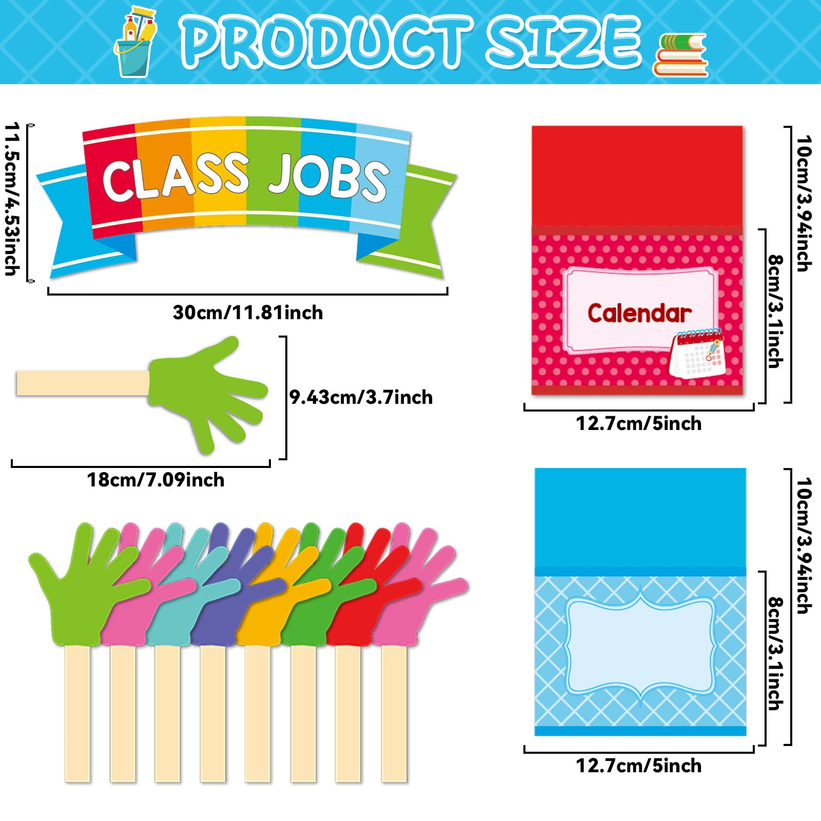 Snapklik.com : ZOiiWA 81pcs Colorful Hands Class Jobs Bulletin Board ...