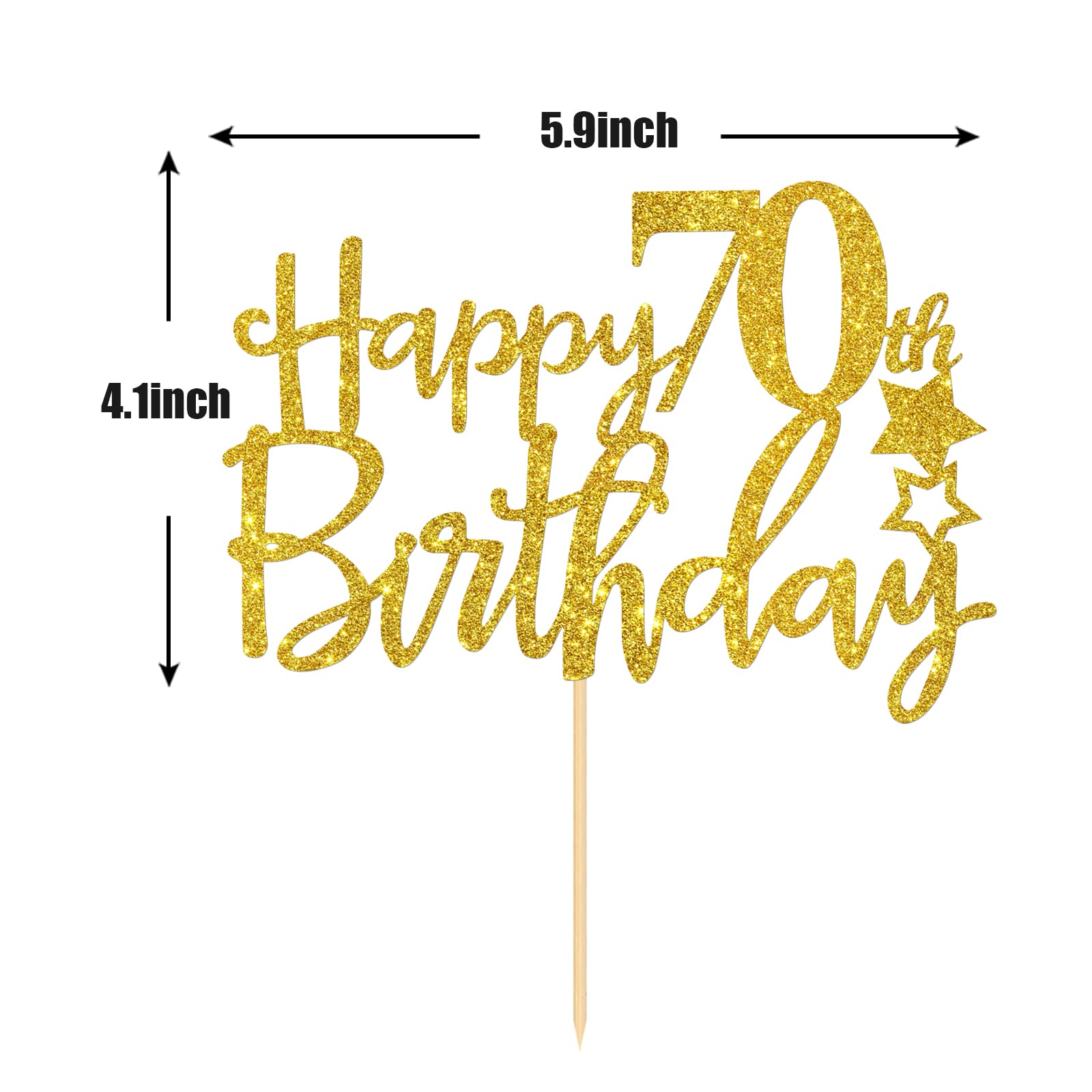 Buy Gold Glitter Happy 70th Birthday Cake Topper,Hello 70 ,Cheers to 70 ...