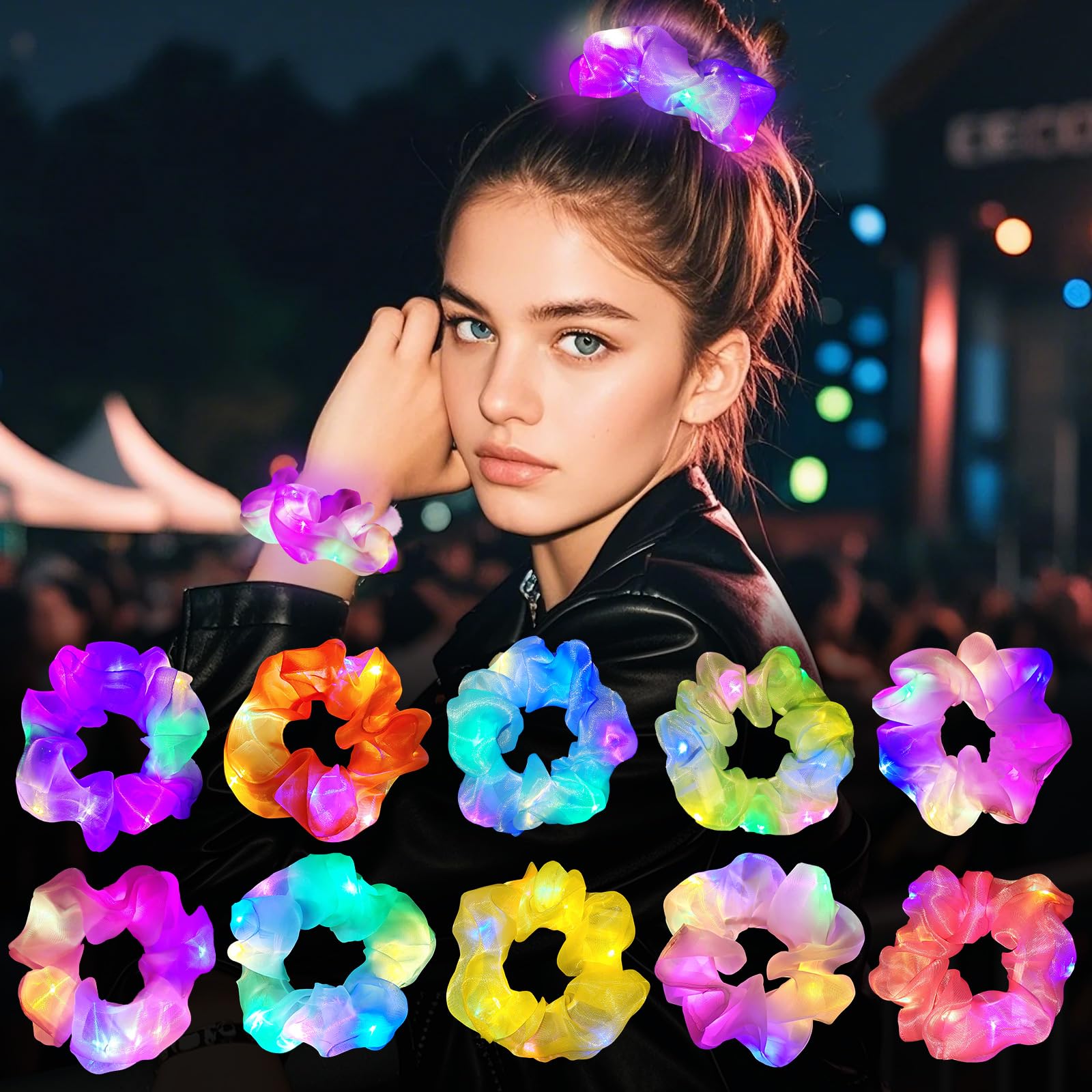 Amazon.com : 20 Pcs Light up Scrunchies for Women, Glow in the Dark ...
