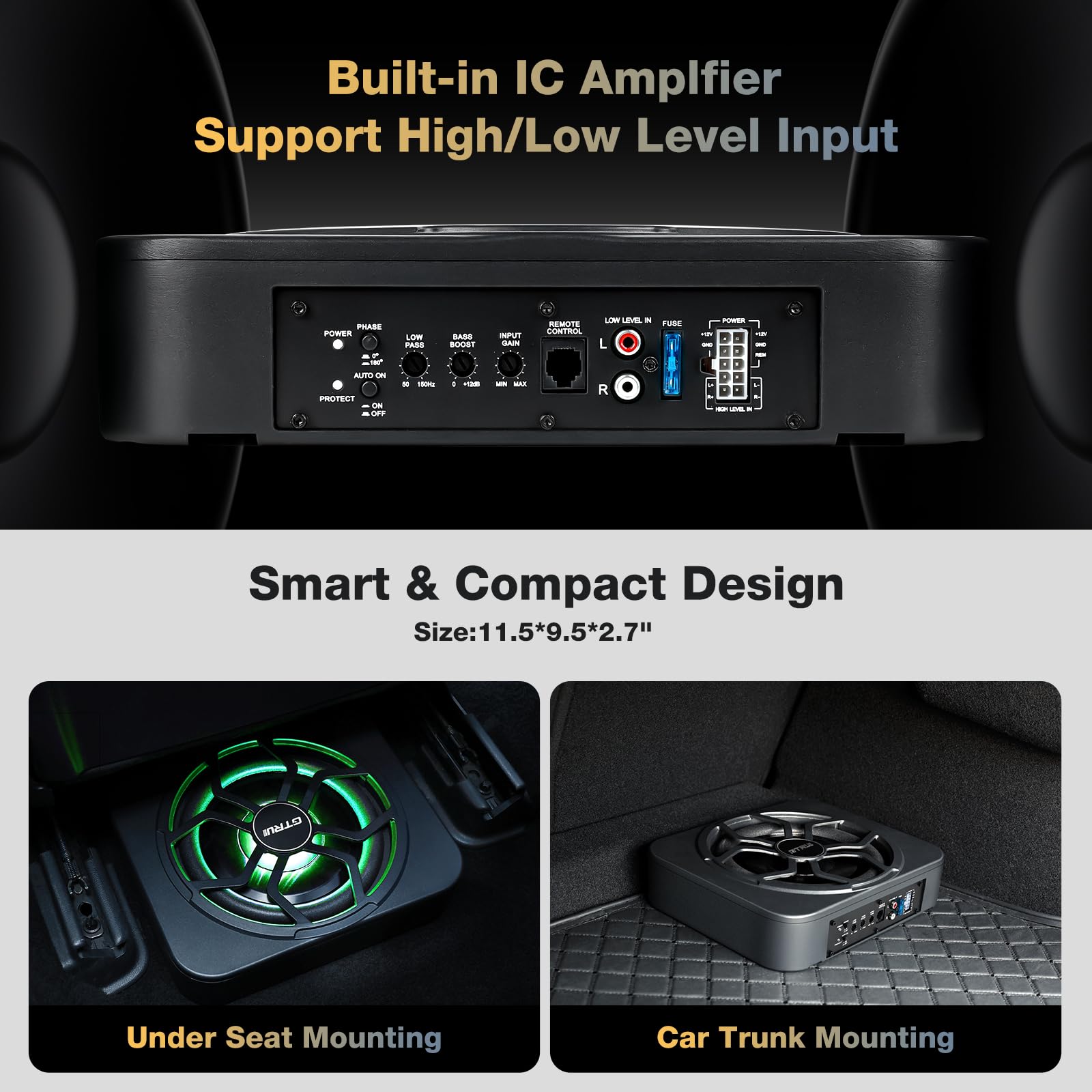 Snapklik.com : 10" Amplified Powered Car Subwoofer Enclosure 800 Watt ...