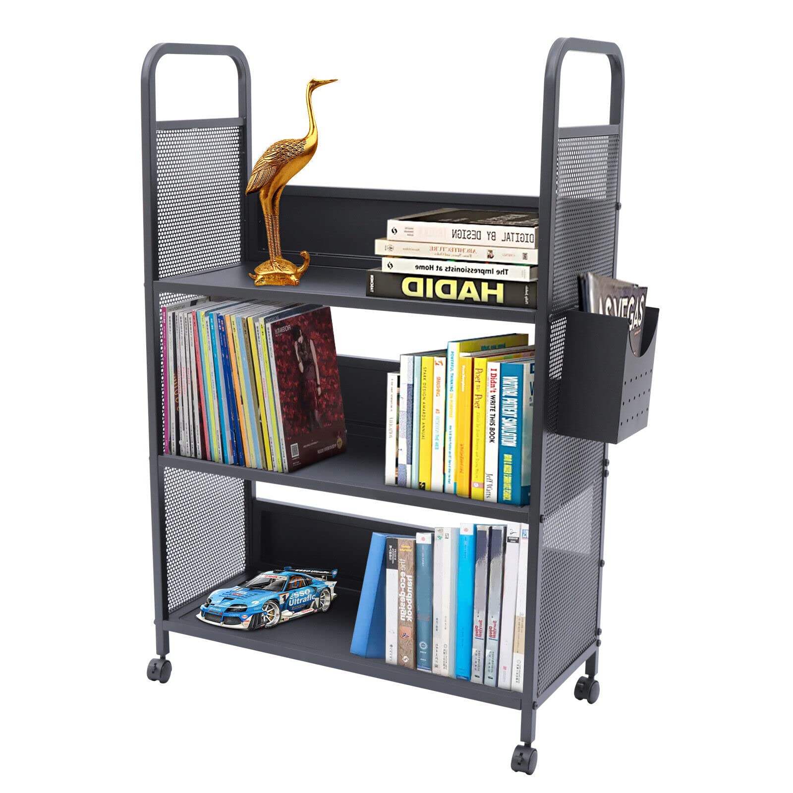 Amazon.com: 3-Tier Book Storage Cart Rolling Mobile Office Book Storage ...