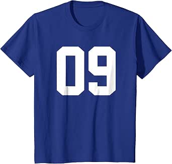 Amazon.com: 09 Sports Jersey Number T-Shirt for Team Fan Player #09 ...