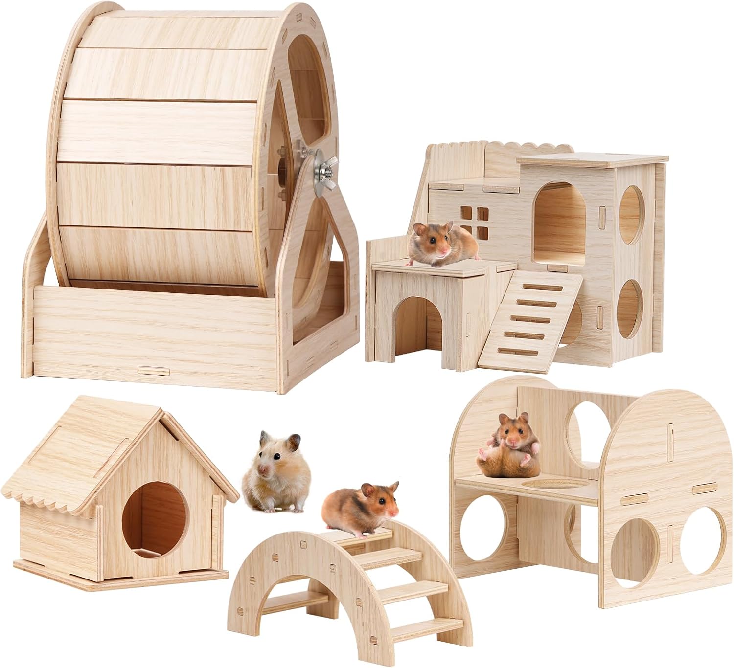 Amazon.com : PAULOZYN Small Hamster Wood House, Hamster House and ...