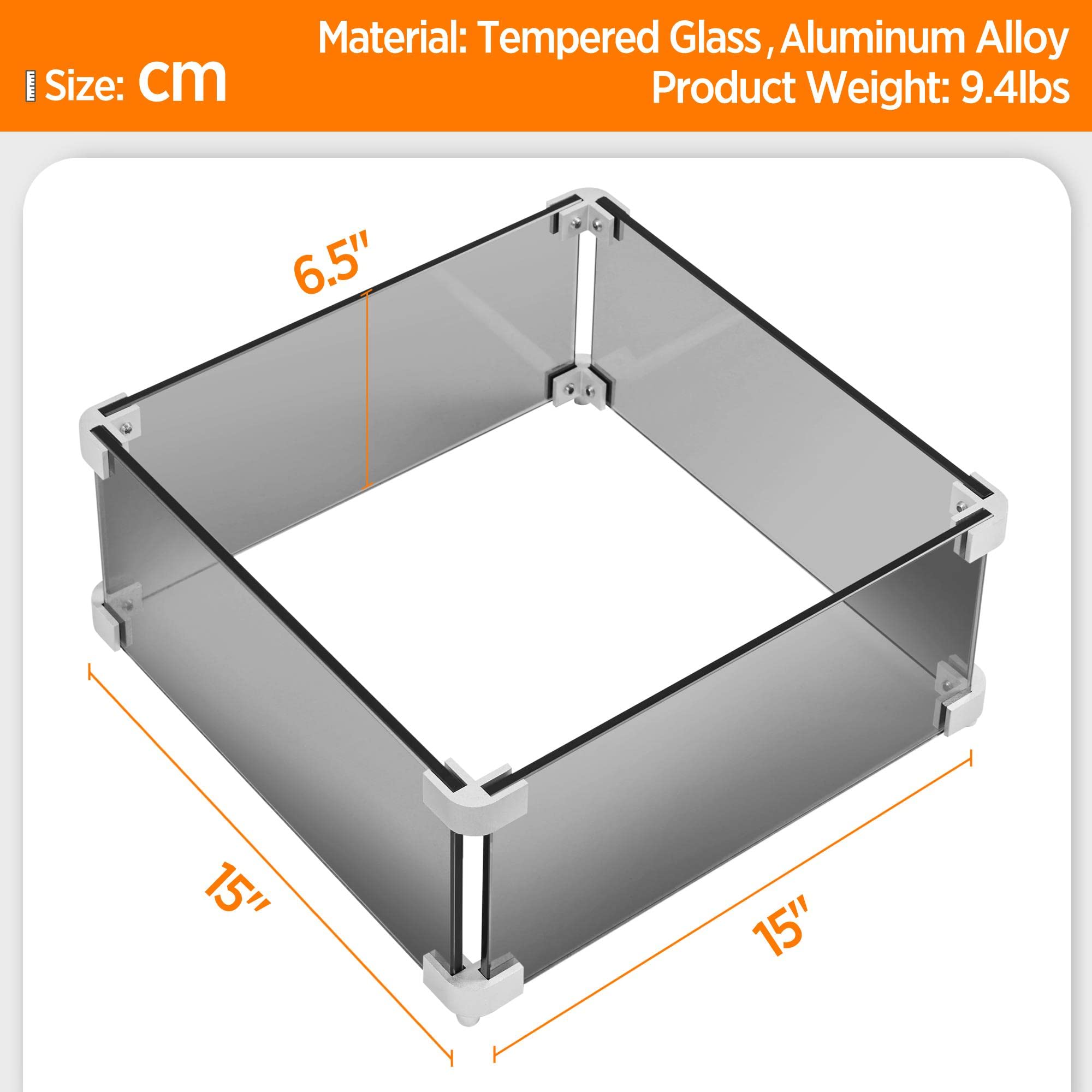 Snapklik.com : Yaheetech Fire Pit Wind Guard, Tempered Glass Wind ...