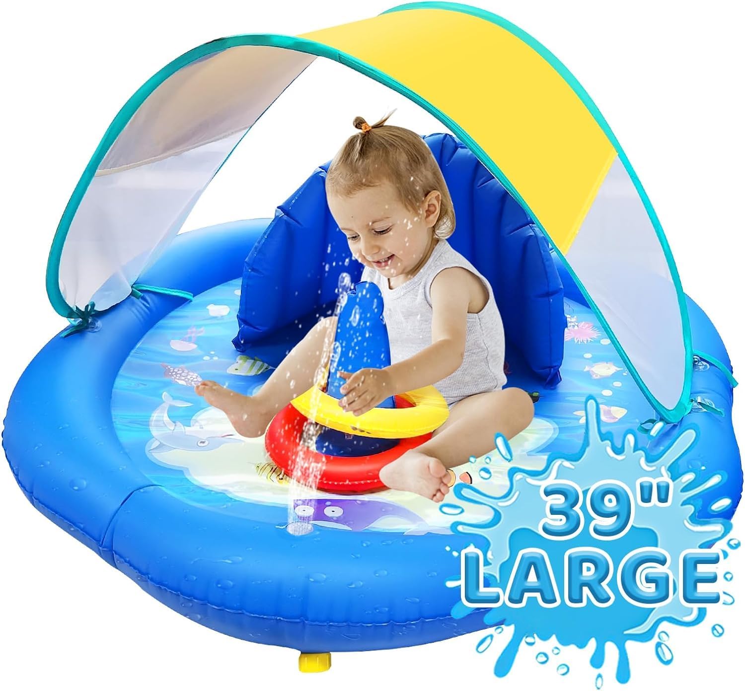Amazon.com: Baby Pool with Canopy, Baby Inflatable Swimming Pool with ...