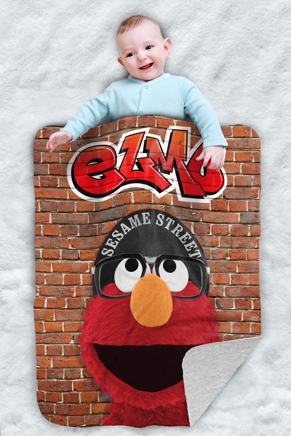 Amazon.com: Sesame Street Urban Elmo Graffiti Sherpa Baby Blanket, Warm ...