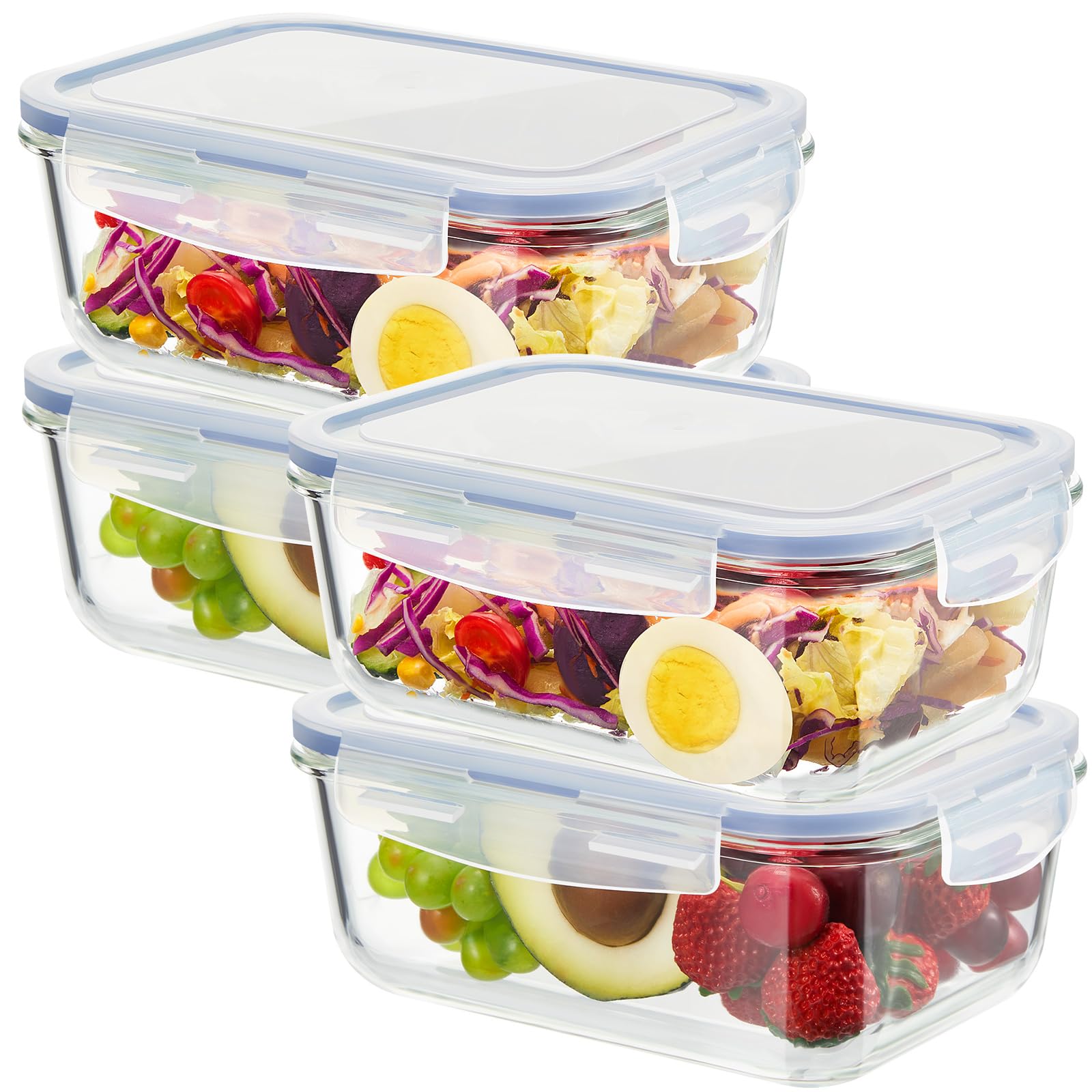 Amazon.com: Blushtier 4 Set 8 Cup Large Glass Storage Containers ...