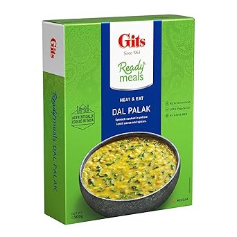 Gits Ready to Eat Dal Palak, Pure Veg Heat and Eat Indian Meal ...